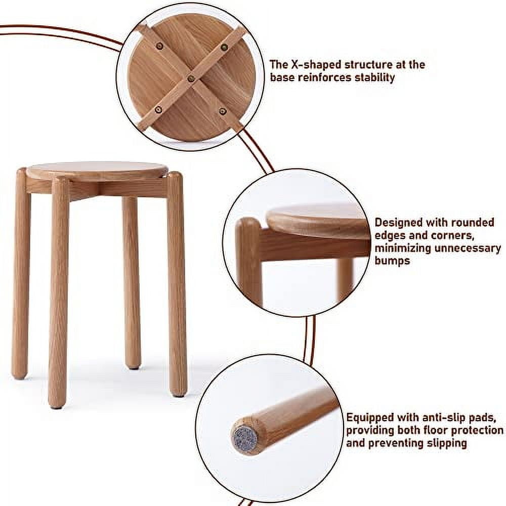 100% Solid Oak Wooden Stool, Stackable Stools, Kids Stools, Counter ...
