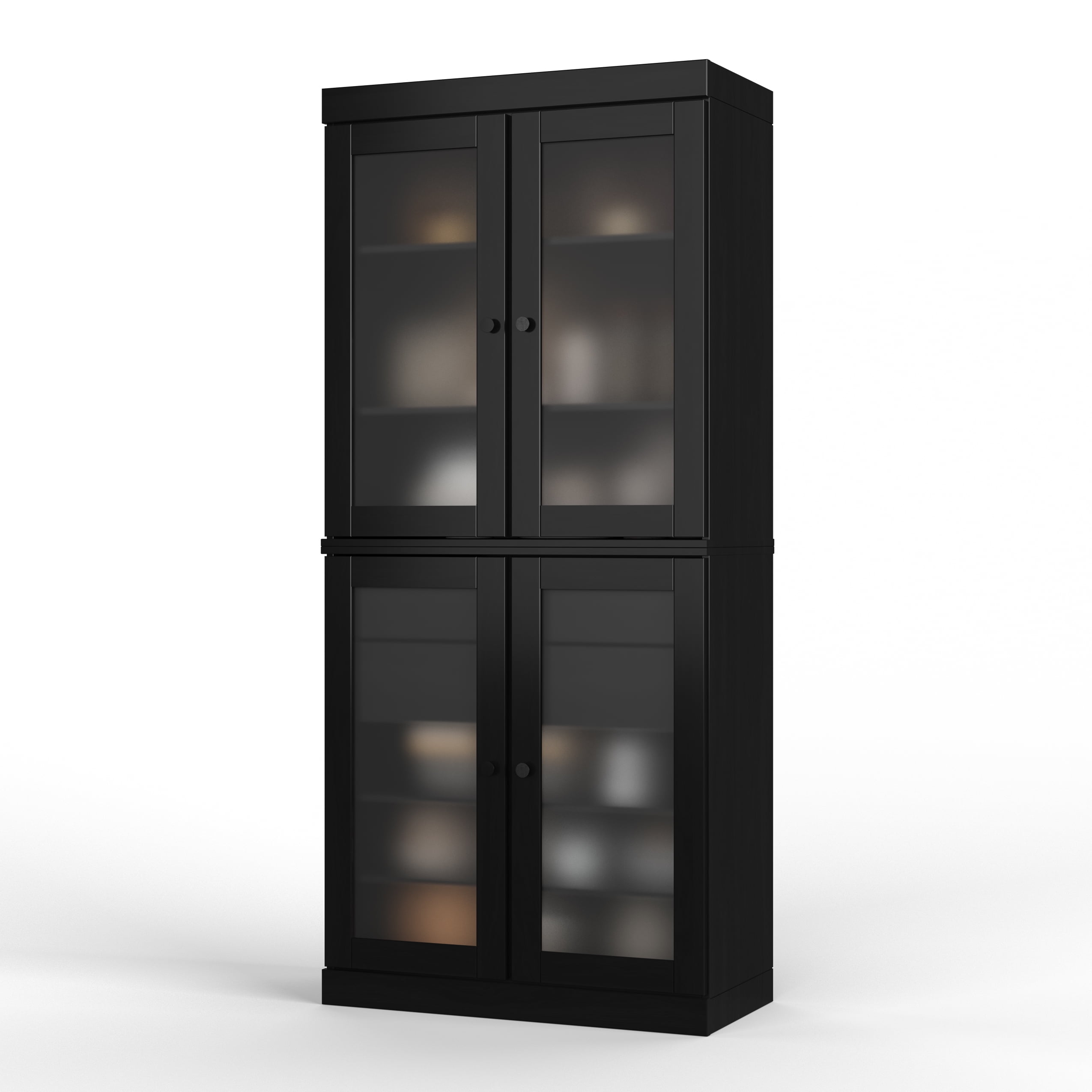 Palace Imports 100% Solid Wood 32" Pantry Cabinet with Frosted Glass ...