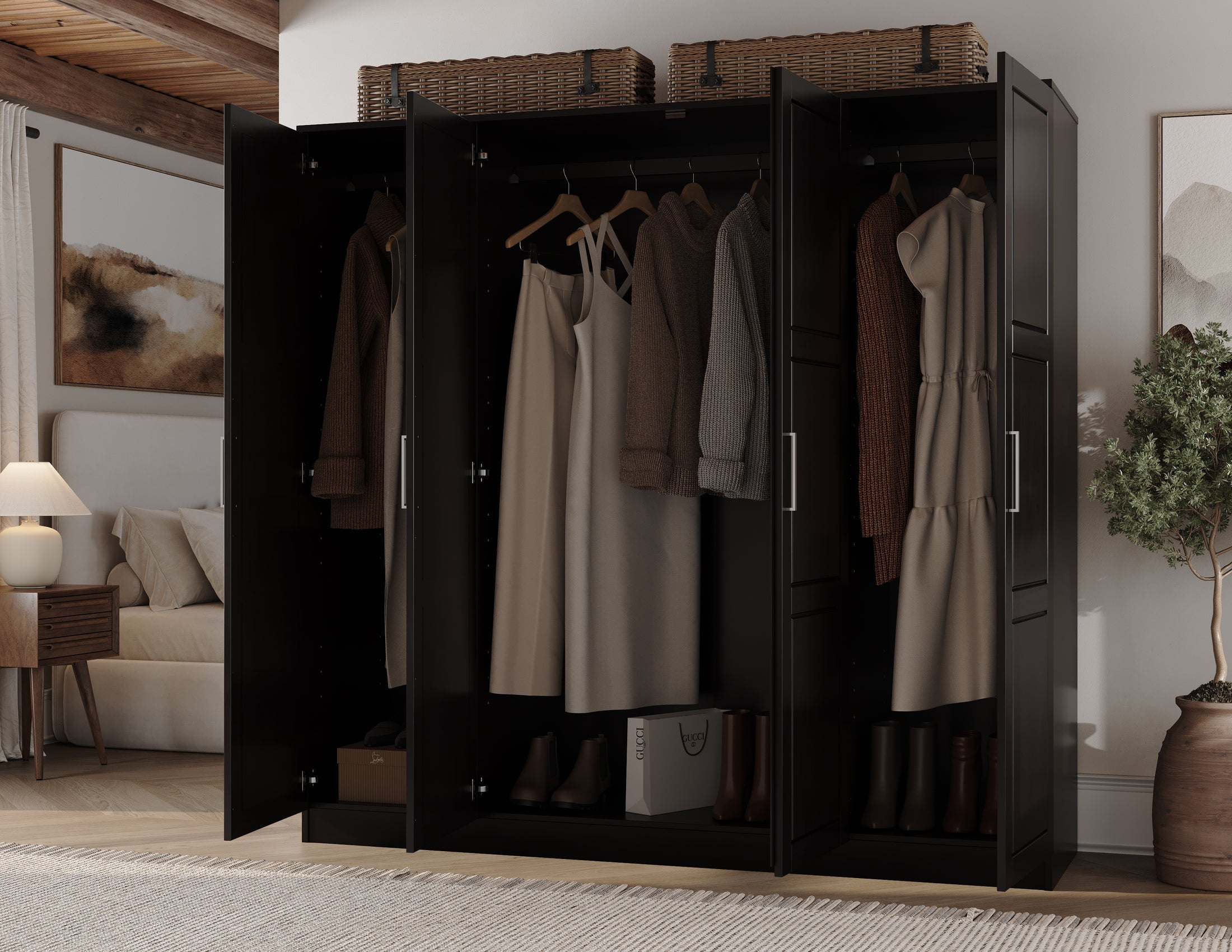 100% Solid Wood Cosmo 4-Door Wardrobe - Walmart.com