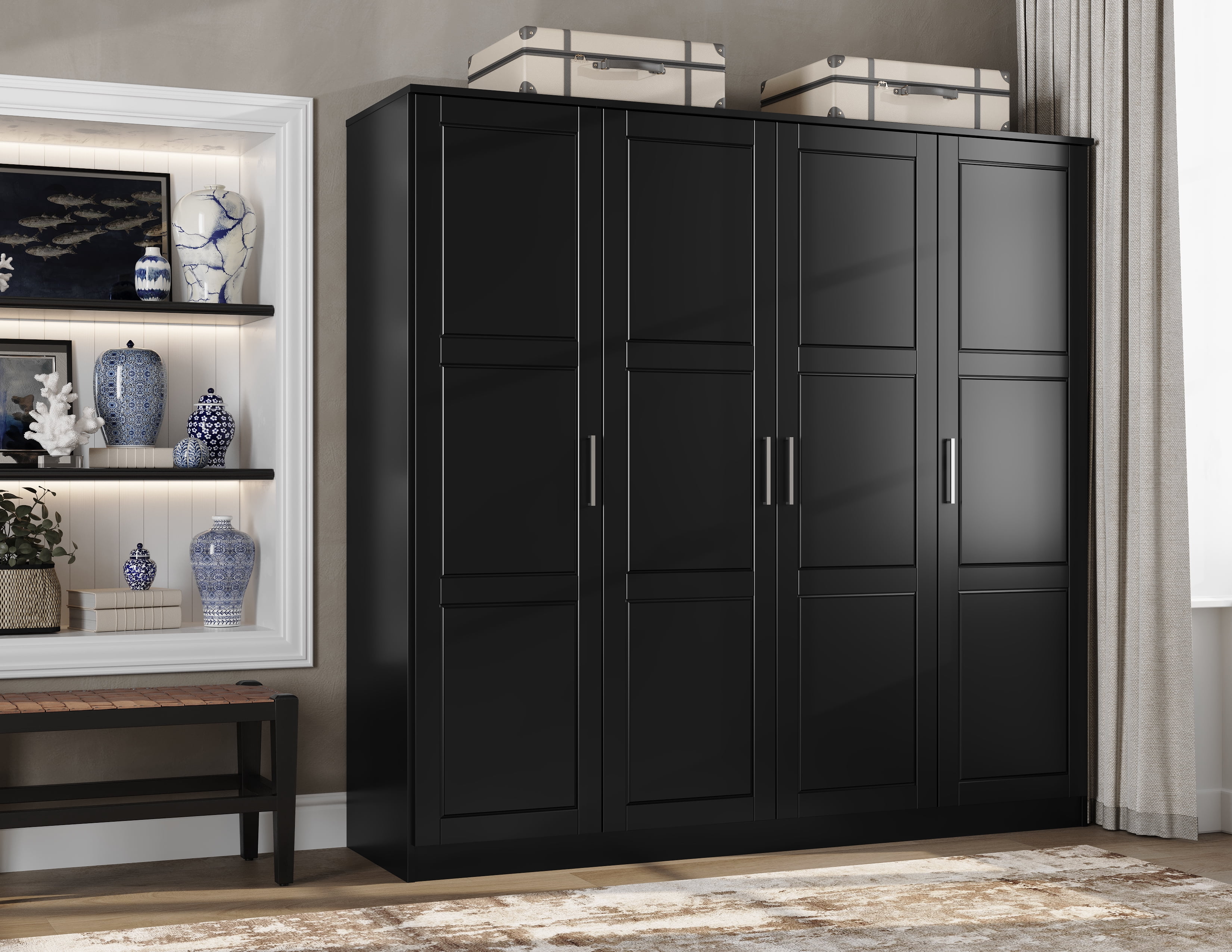 100% Solid Wood Cosmo 4-Door Wardrobe - Walmart.com