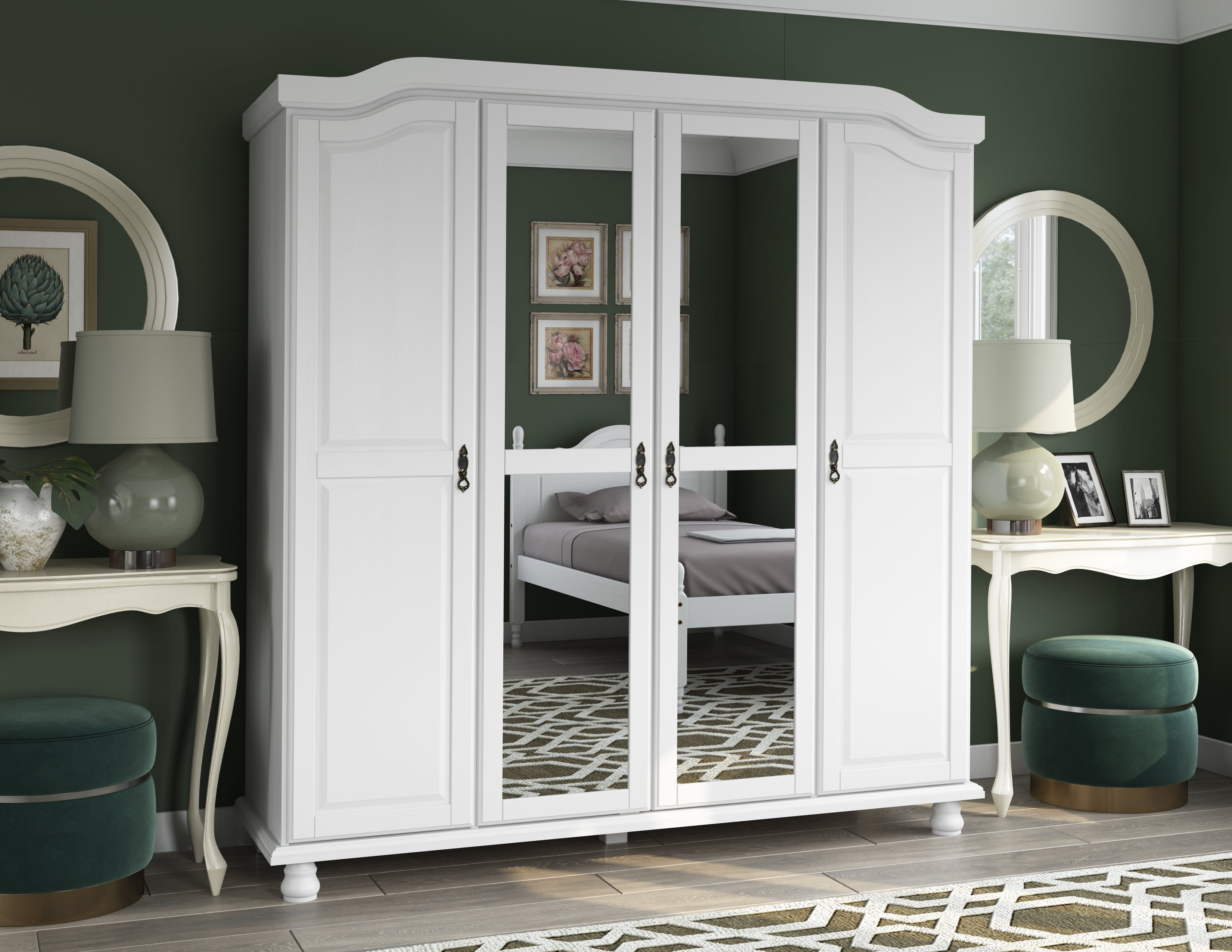 Palace Imports Kyle Large Bedroom Closet, 100% Solid Wood 4-Door ...