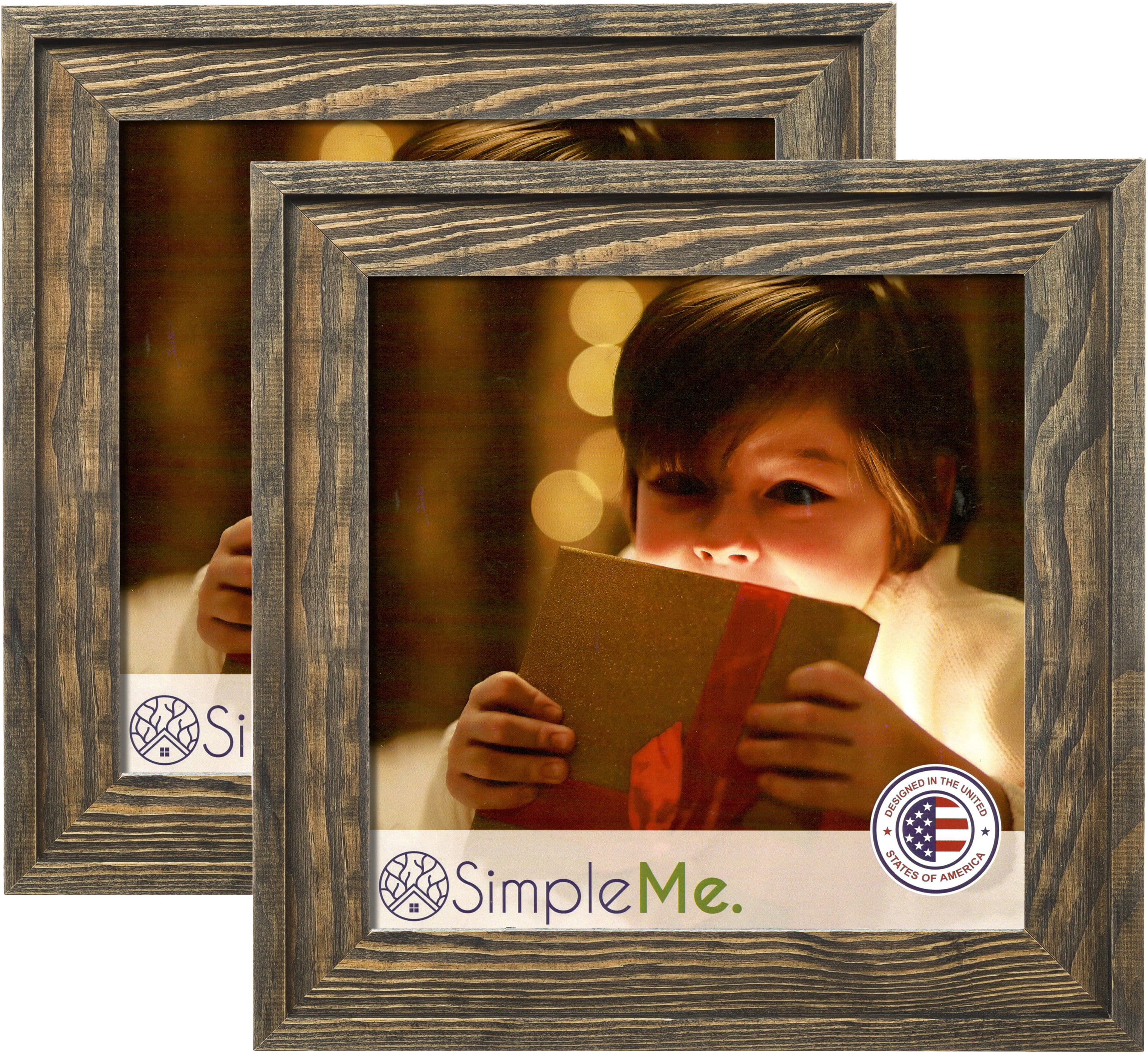 100% Solid Wood Picture Frames 8x8 with Glass 2 Pack - Rustic Natural ...