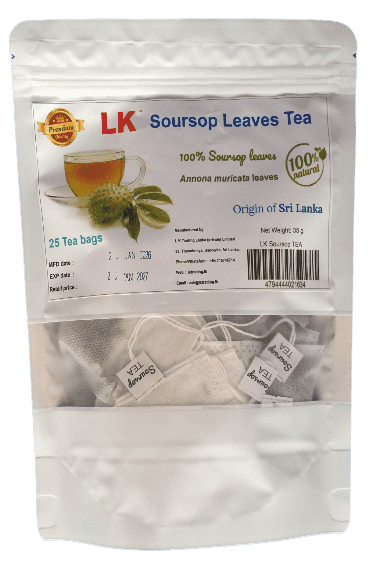 100% Soursop Leaves TEA - 25 bags - Walmart.com