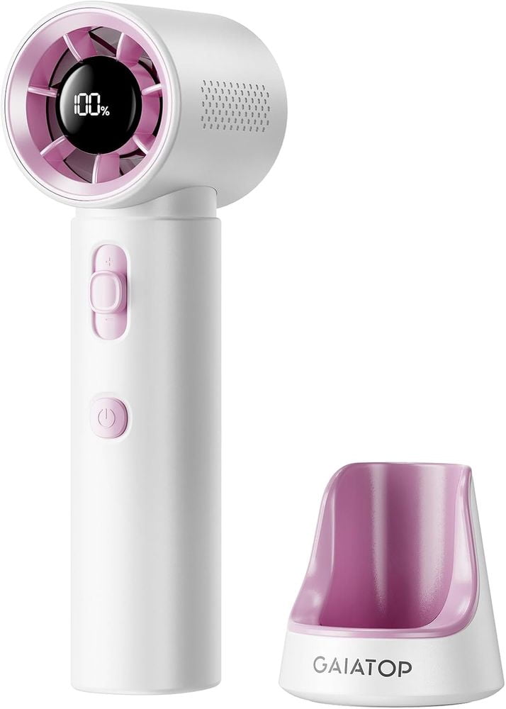 100-Speed Handheld Turbo Fan, 12H Rechargeable Portable Mini Fan with ...