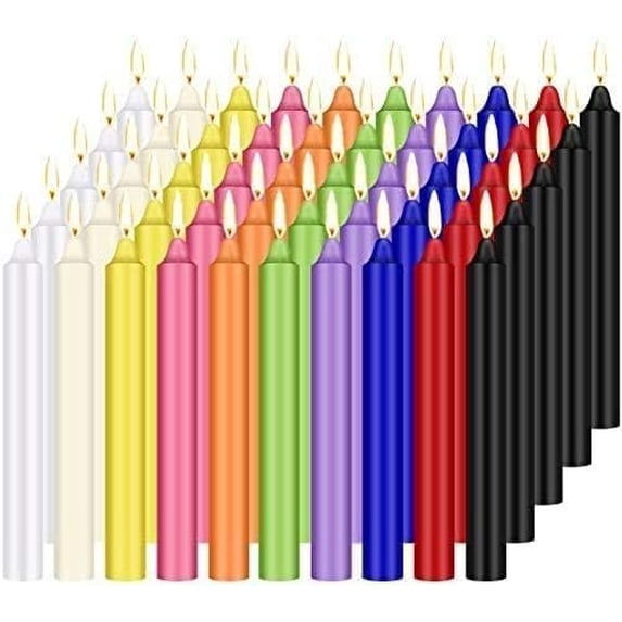 100 Spells Chime Candles Unscented Assorted Colors Mini Taper Candles ...
