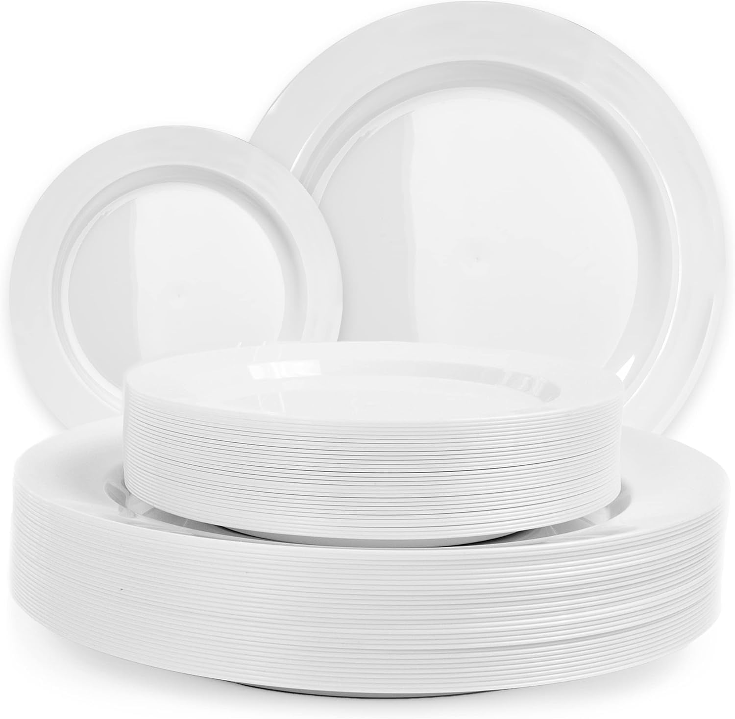 100 Square Plastic Plates - Heavy Duty Disposable Plates - Includes 50 ...