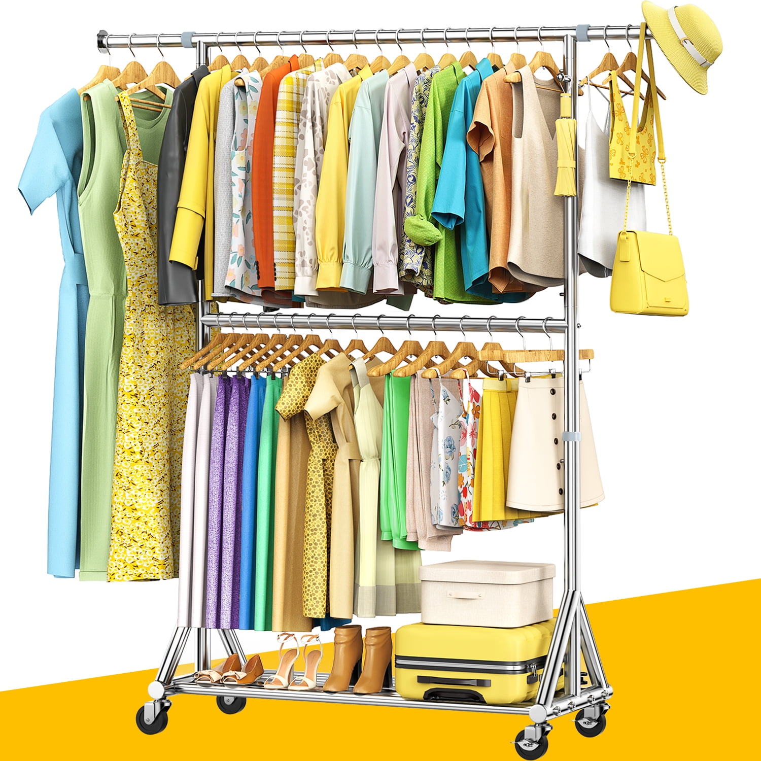 100% Stainless Steel Heavy Duty Two-Tier Clothes Rack Load 860LBS ...