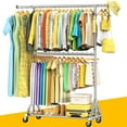 100% Stainless Steel Heavy Duty Two-Tier Clothes Rack Load 860LBS ...