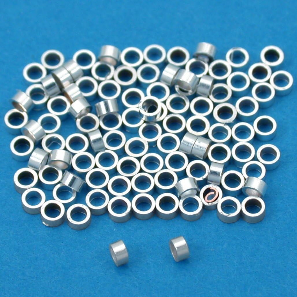 100 Sterling Silver Crimp Tube Beads Findings 1X1.9Mm - Walmart.com