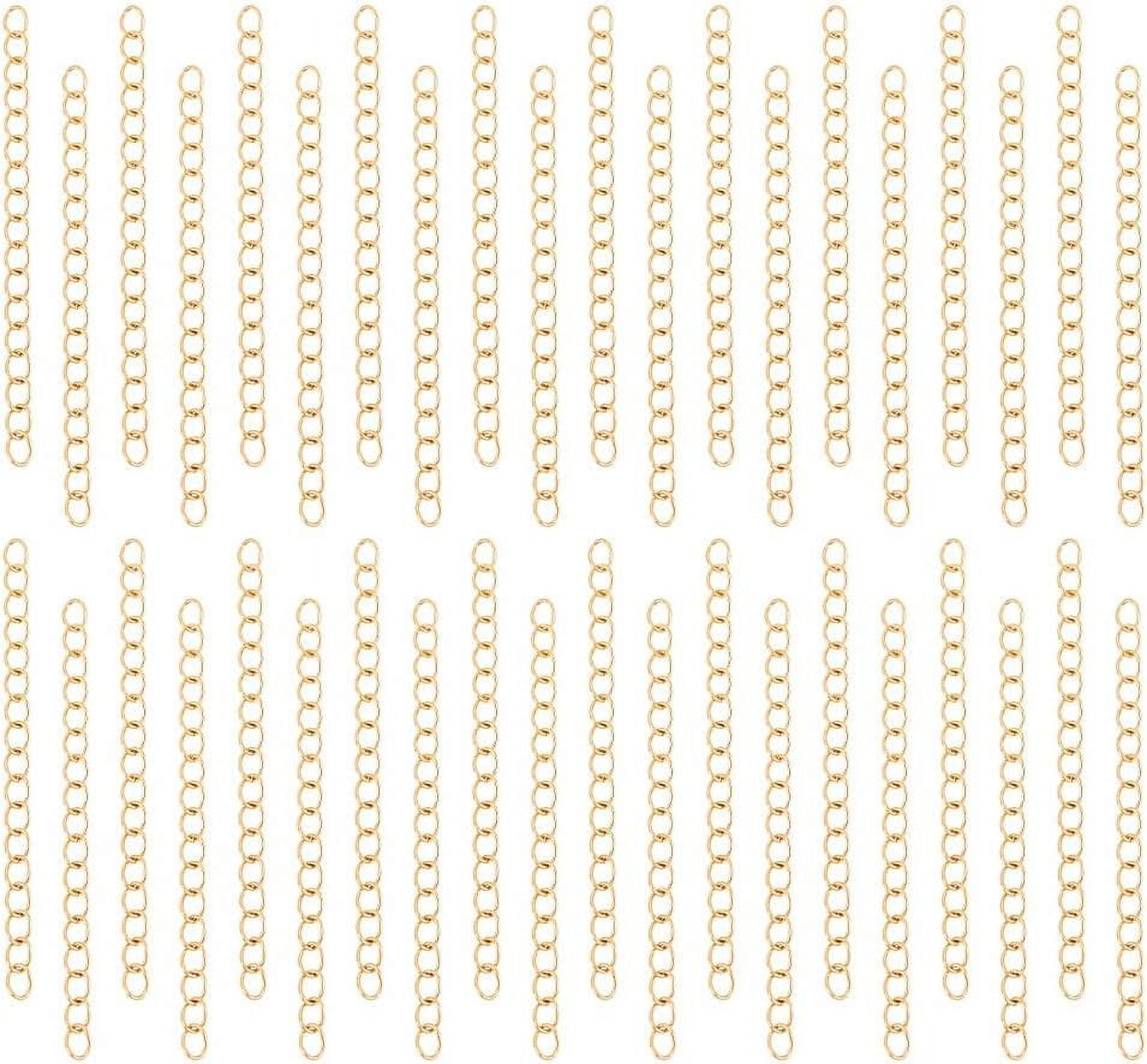 100 Strands 47mm Golden Chain Extenders 304 Stainless Steel Necklace ...