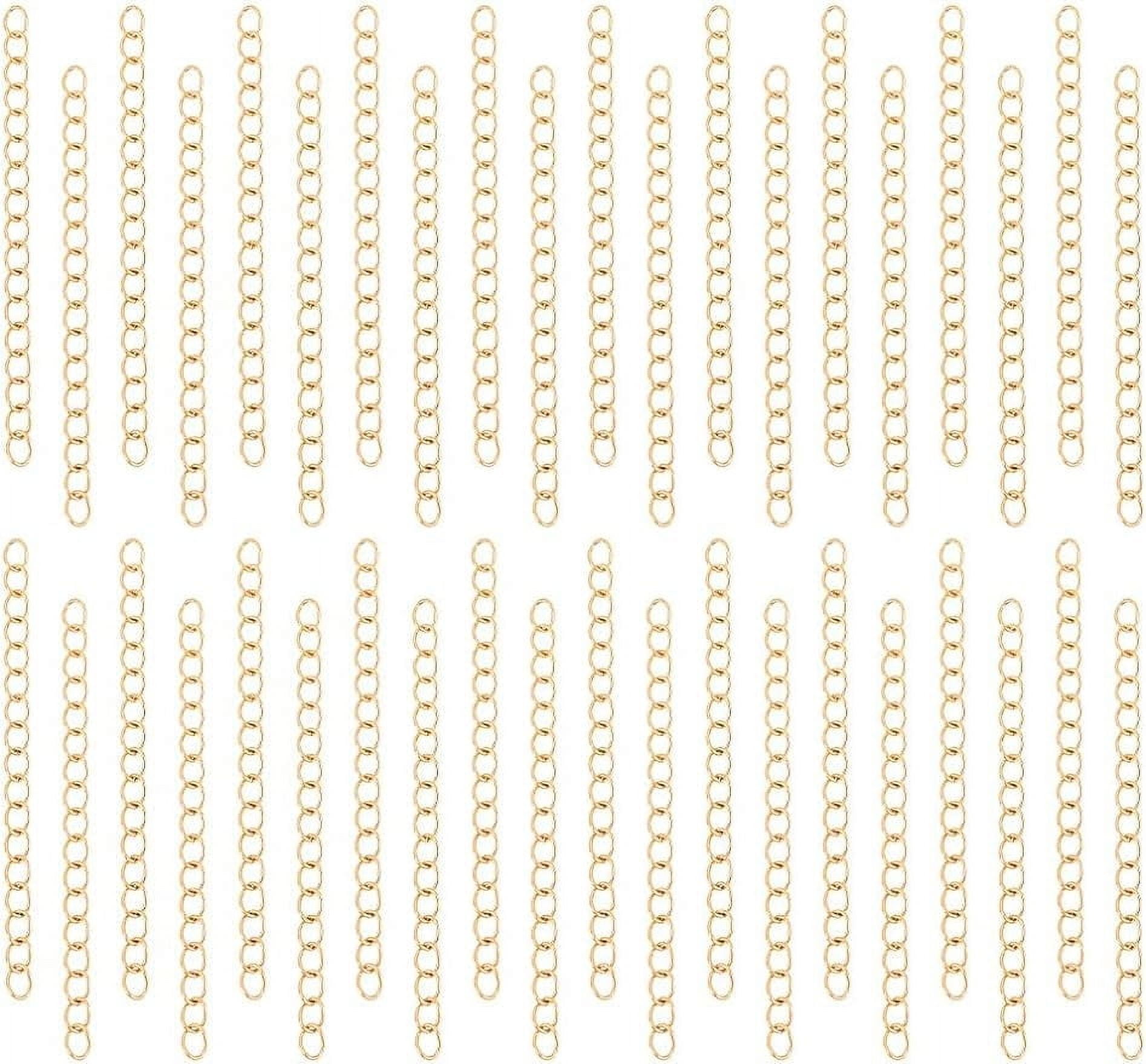 100 Strands 47mm Golden Chain Extenders 304 Stainless Steel Necklace ...
