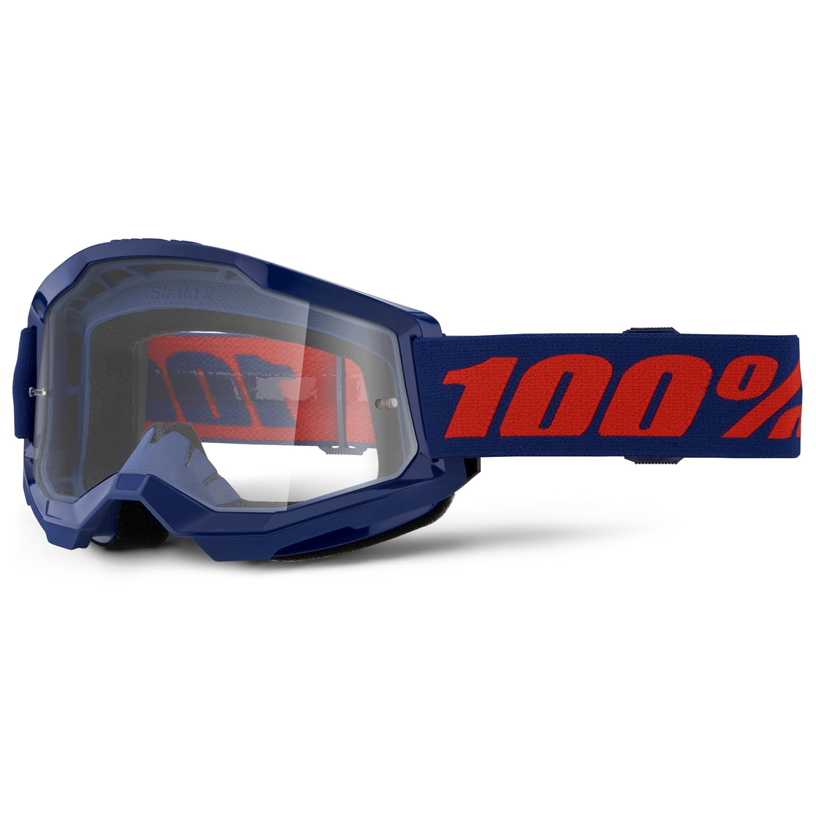 100% Strata 2 Off-Road Goggle (Navy - Clear Lens) - Walmart.com