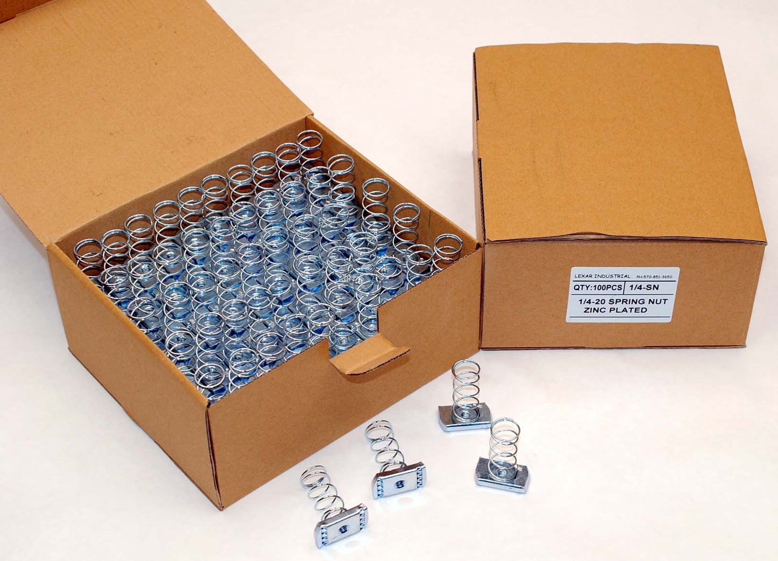 (100) Strut Channel Nuts 1/4-20 Standard Spring Zinc Plated Unistrut ...