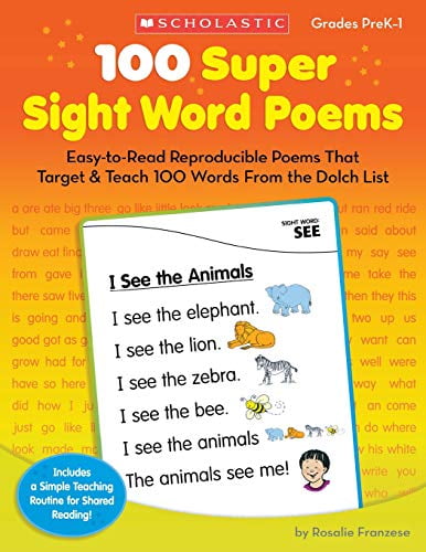 Pre-Owned 100 Super Sight Word Poems, Grades PreK-1: Easy-To-Read ...