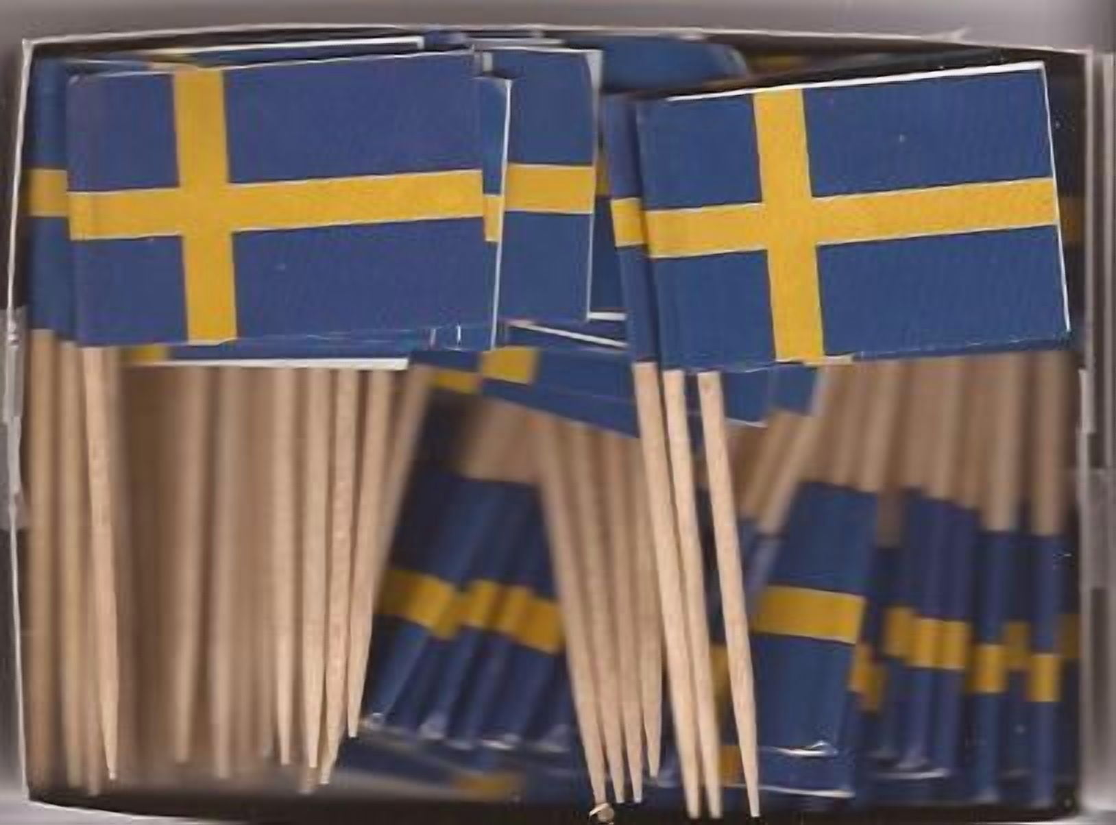 100 Sweden Toothpick Flags, 100 Cupcake Flag Toothpicks or Cocktail ...
