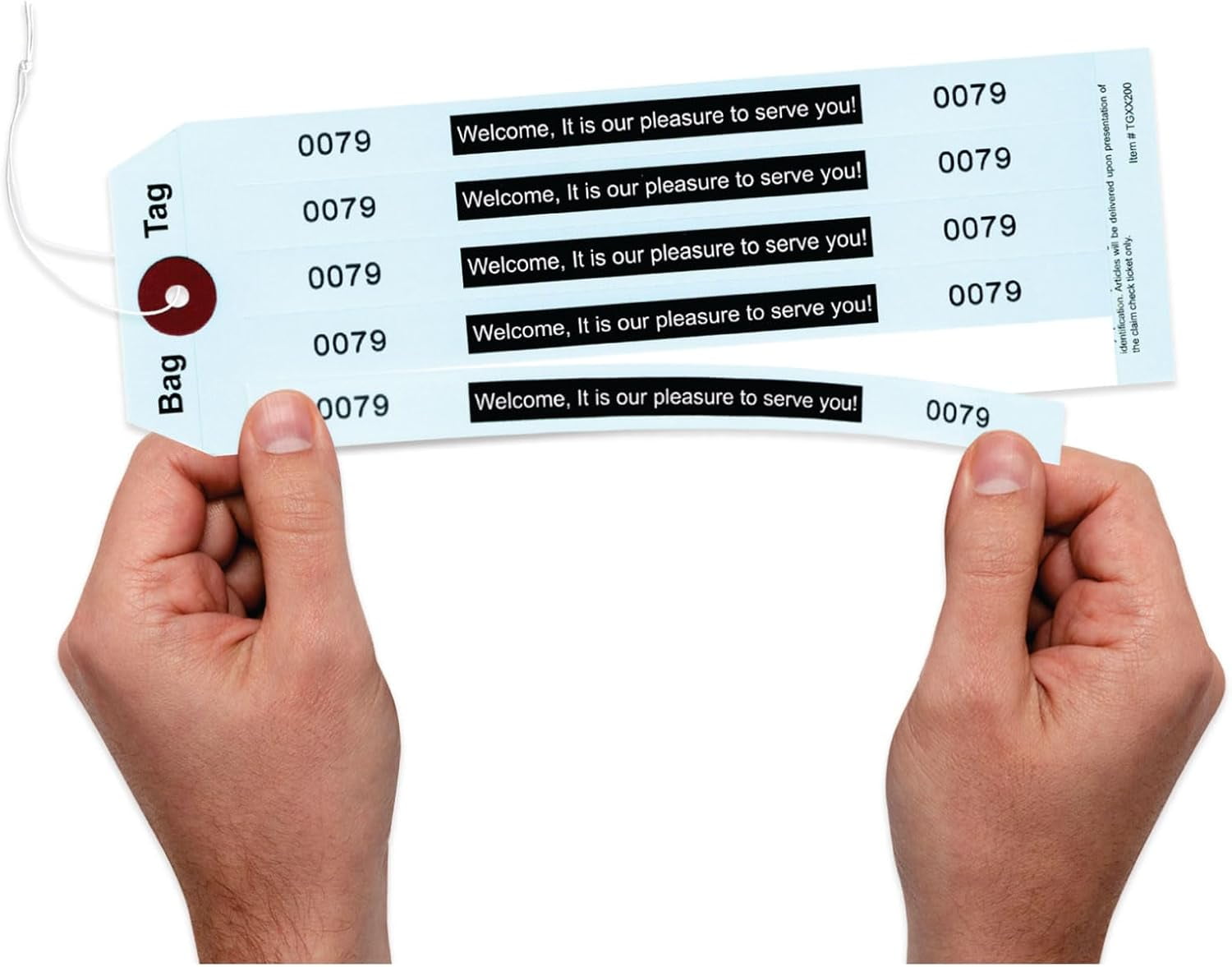 100 Tags. Light Blue Hotel Baggage Claim Check Tag with 5 Matching ...