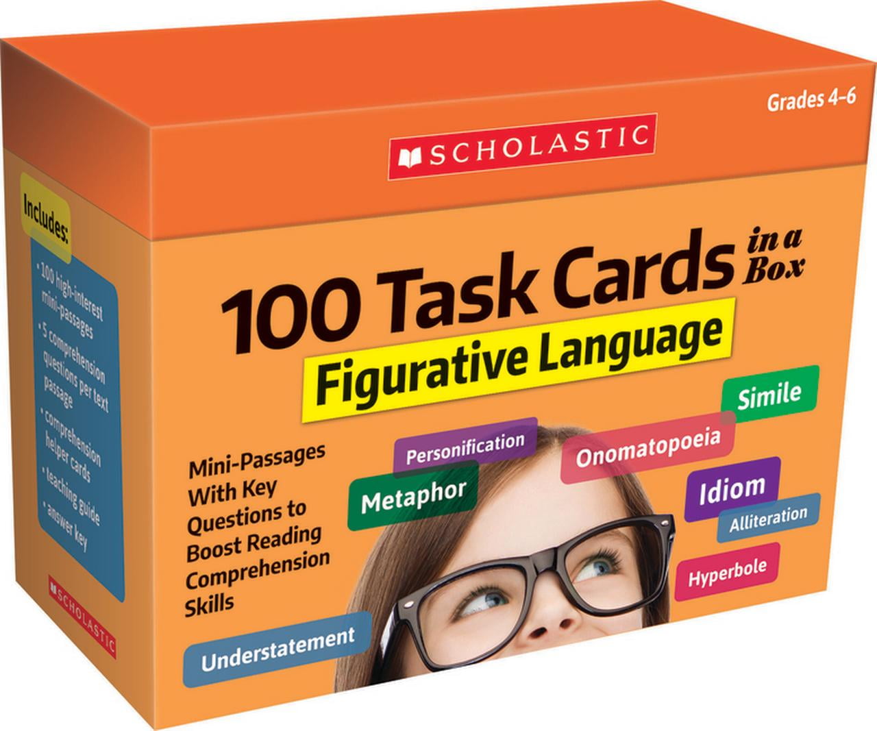 100 Task Cards in a Box: Figurative Language: Mini-Passages with Key ...