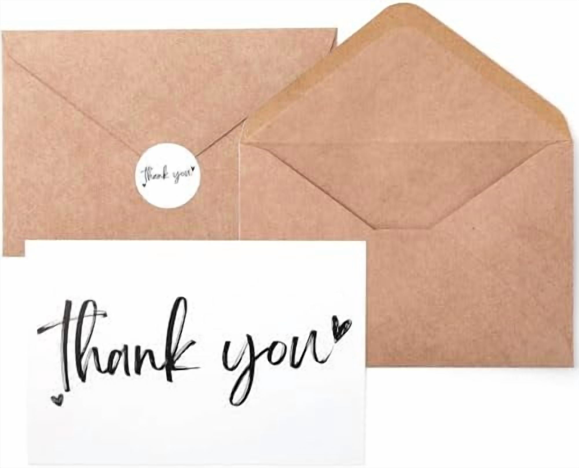 100 Thank You Cards 4x6 Inch, with 100 Kraft Envelopes and 120 Stickers ...