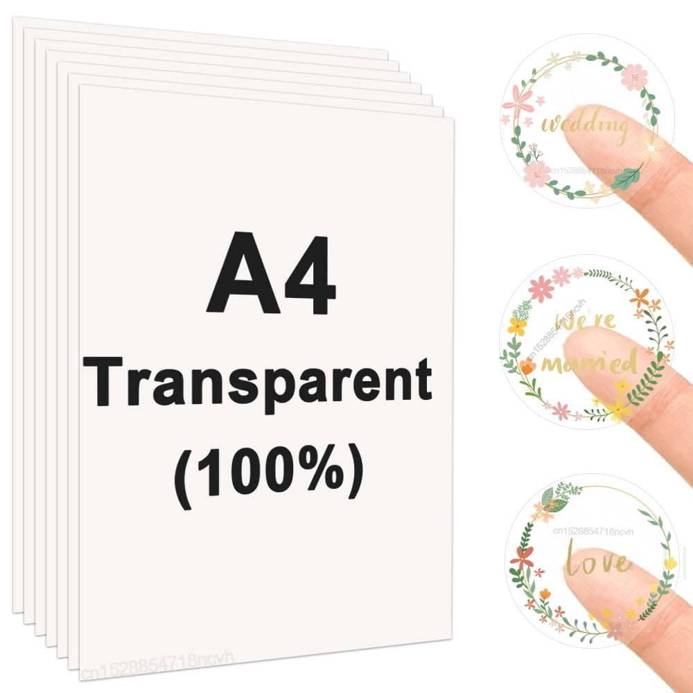 100% Transparent Printable Vinyl Sticker Paper A4 Vinyl Printing Paper ...