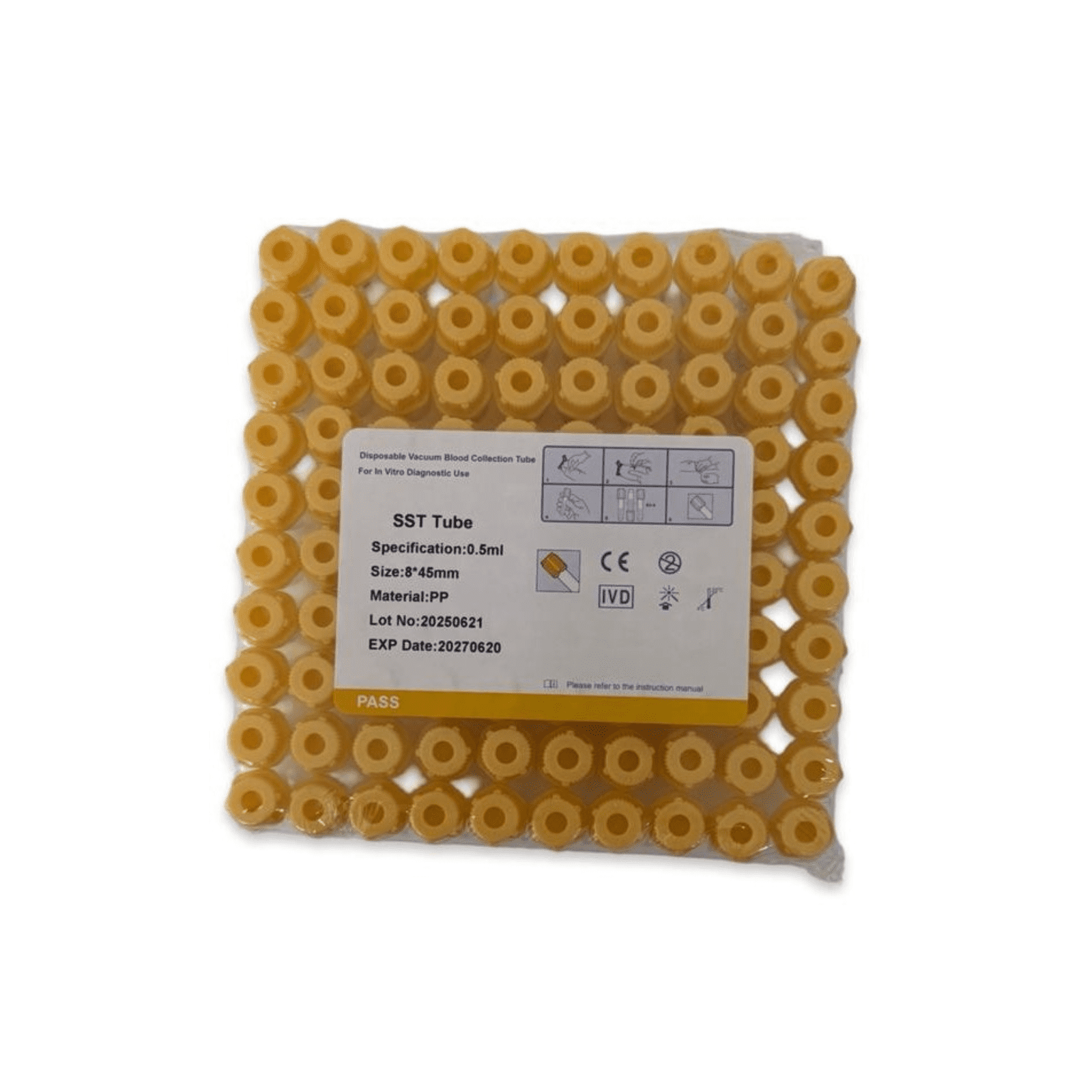 100 Tubes 0.5mL Serum Separator Tube (SST) – Yellow Top | Sterile ...