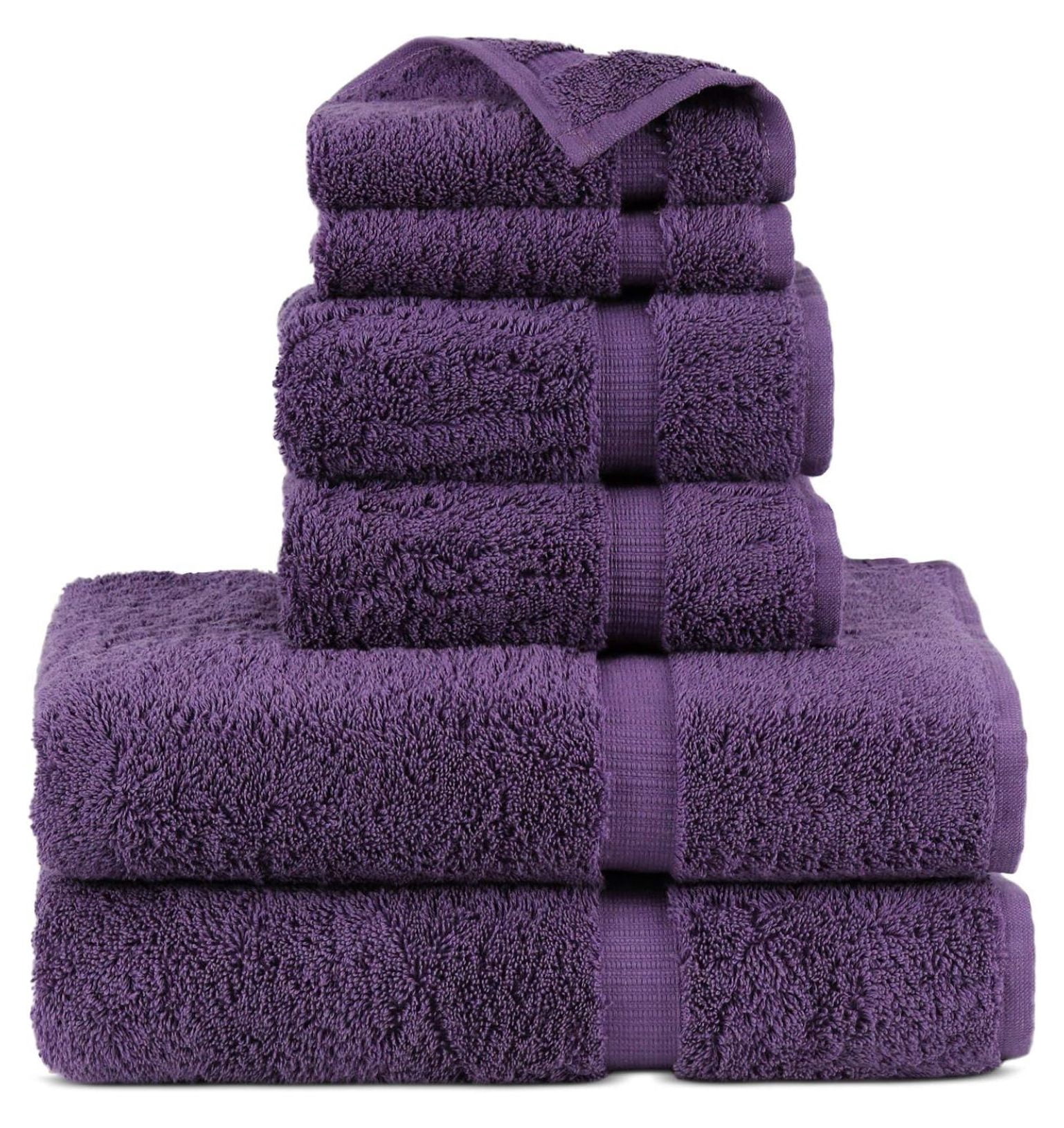 100% Turkish Cotton Towel Set (Purple, Towel Set - 6 Piece) - Walmart.com