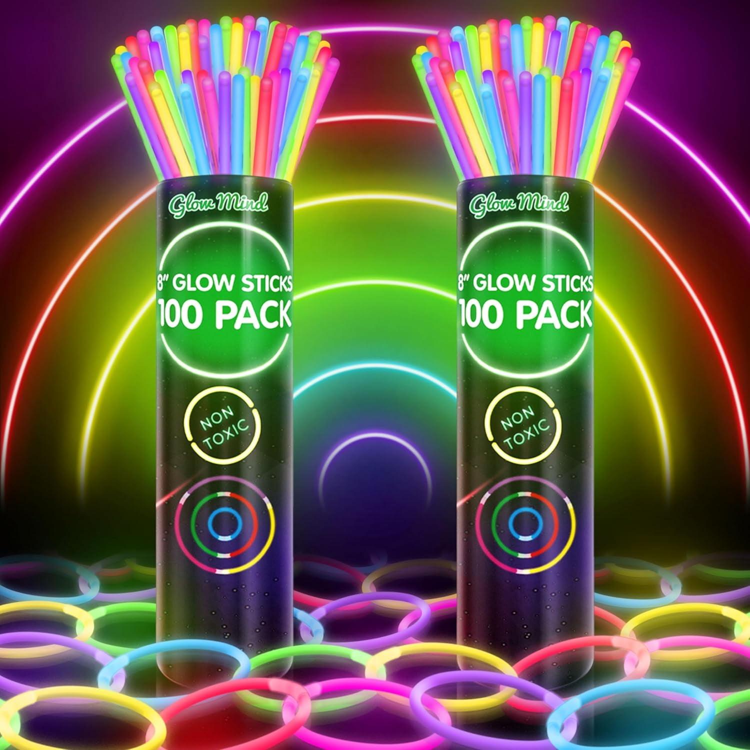 100 Ultra Bright Glow Sticks Bulk Party Pack - Glow in the Dark Party ...