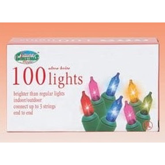 100 Ultra-Brite Multi Color Lights with Green Wire - Indoor/Outdoor Use ...