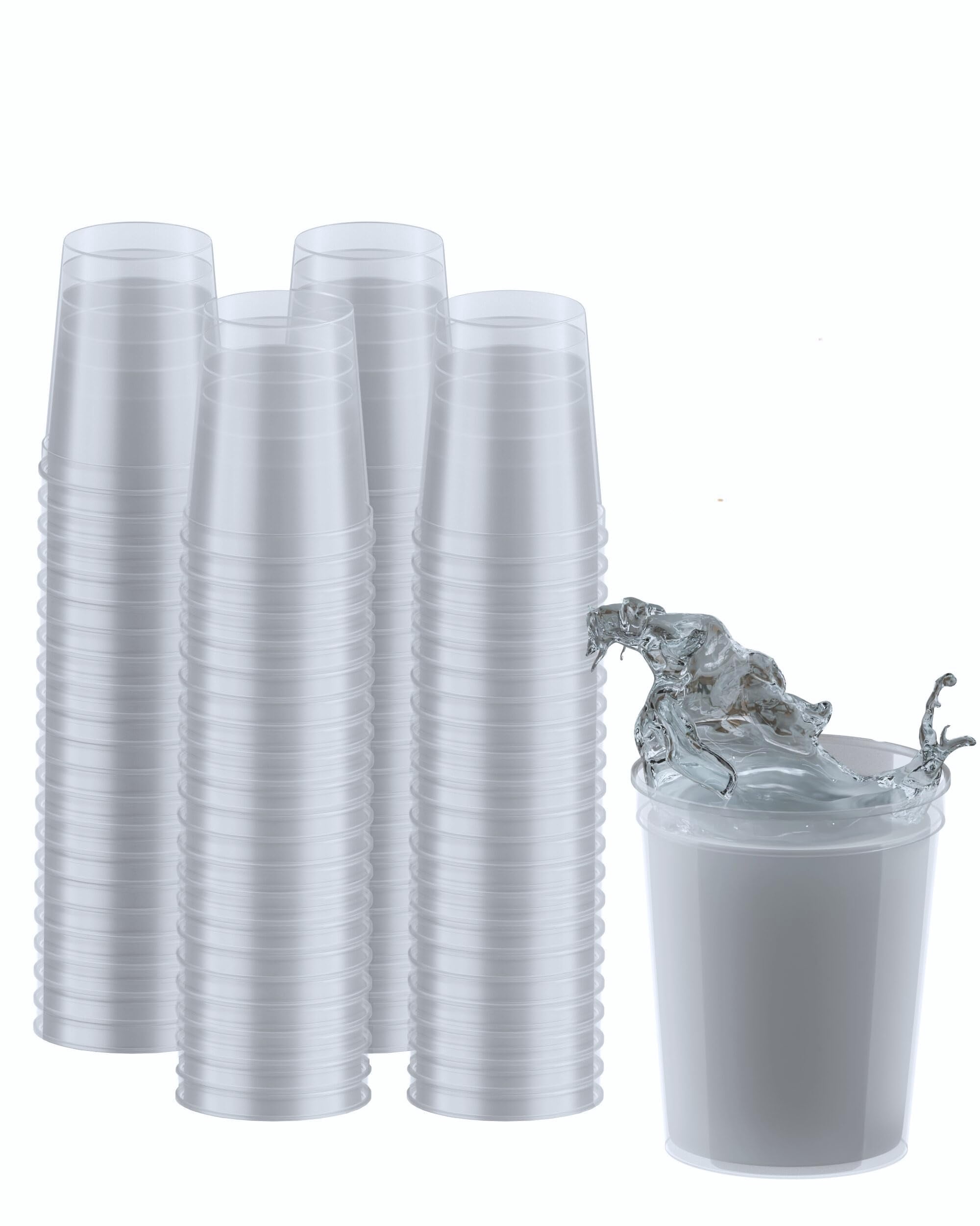 100 Units 16 oz Reusable Plastic Cups, Heavy Duty Clear Stadium Cups ...