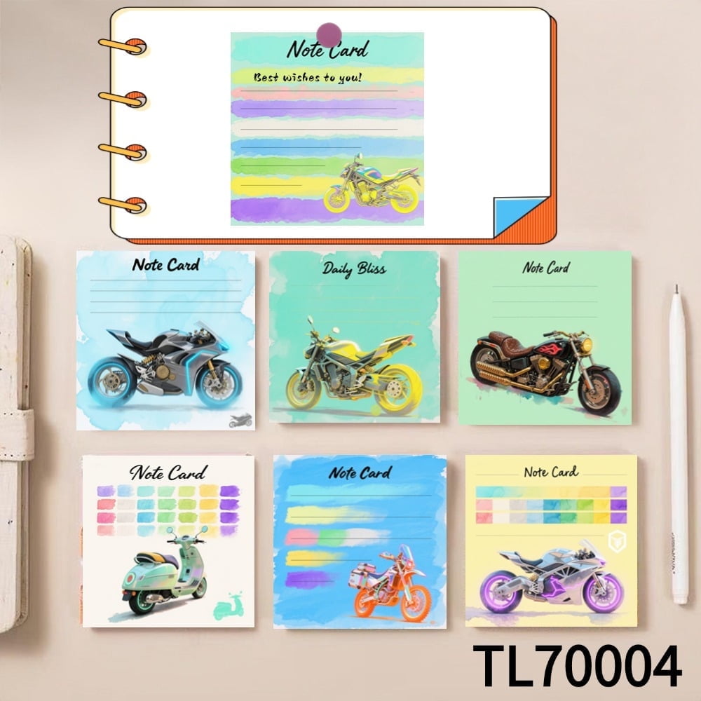 100 Vintage Motorcycle-Themed Sticky Notes (3.54x3.54 Inches): Residue ...