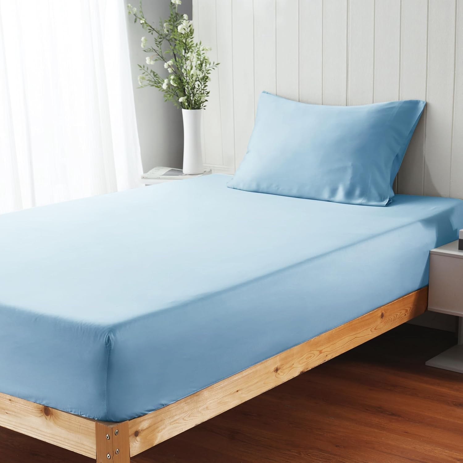 100% Viscose Derived from Bamboo Fitted Sheet Set 2 Piece - 1 ...