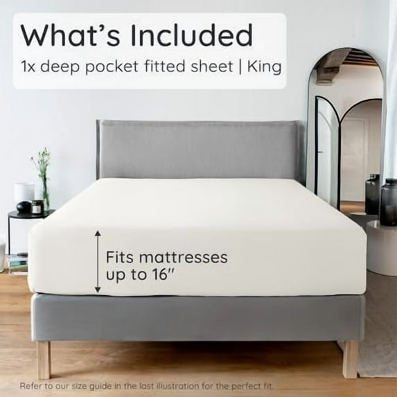 100% Viscose Derived from Bamboo King Fitted Sheet with Elastic Corner ...