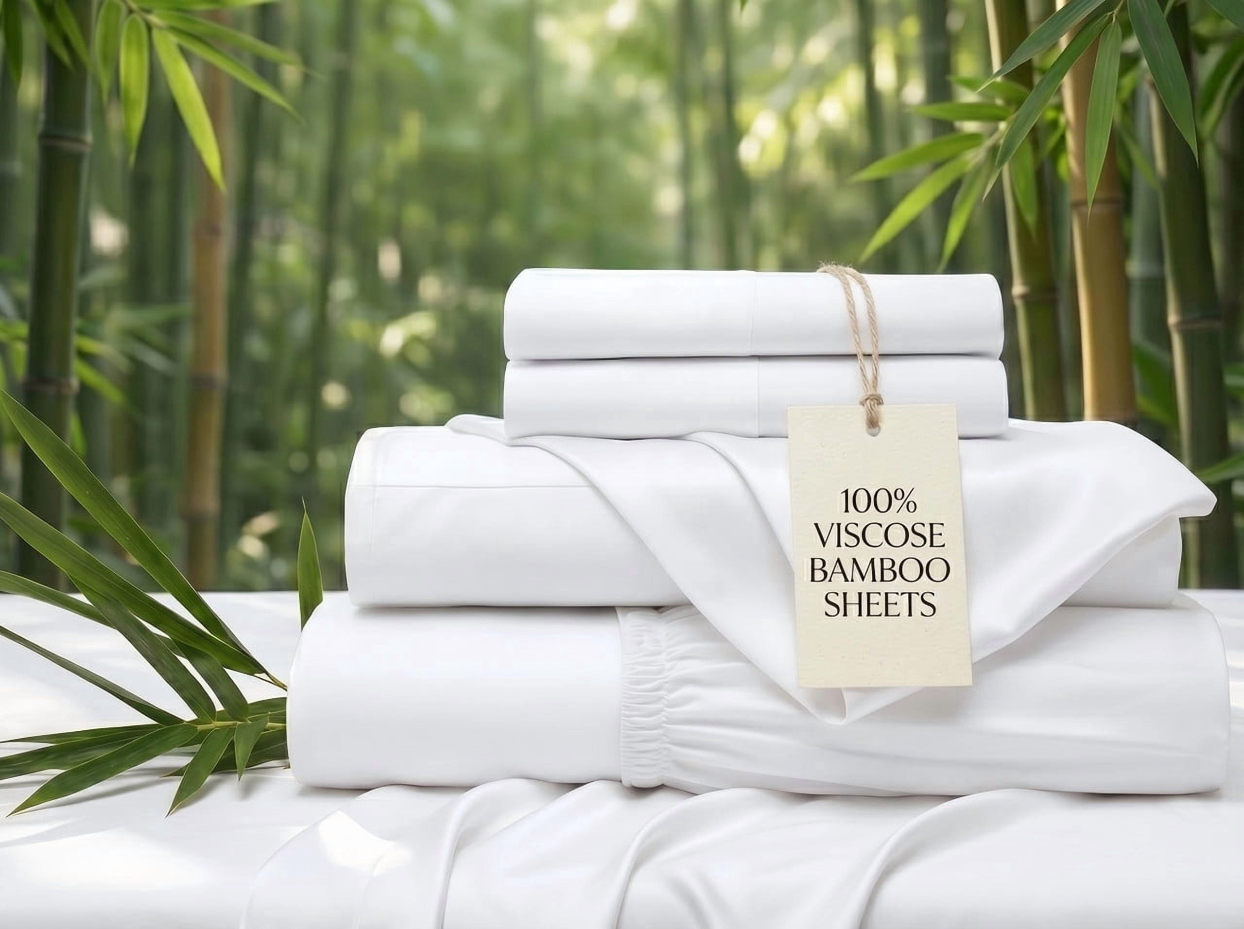100% Viscose Derived from Bamboo King Size Sheets 4-Piece 1000 Thread ...