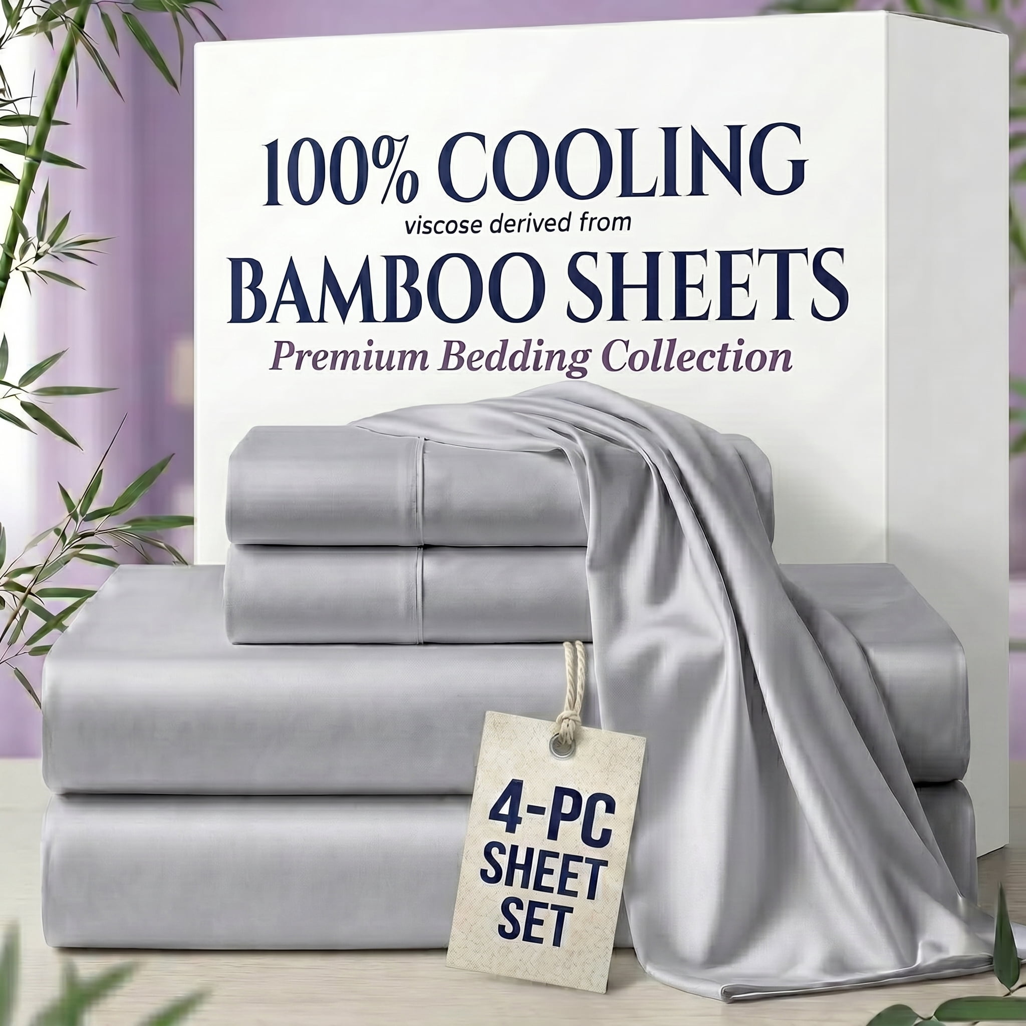 100% Viscose from BAMBOO Sheets Set King Size - 1000 Thread Count - 4 ...