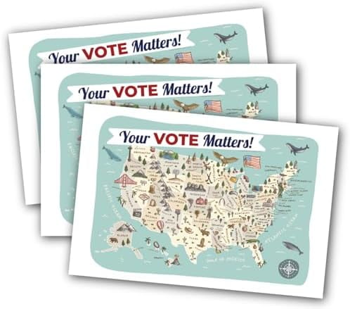 100 Voter Postcards US Map Your Vote Matters 4 x 6 Bulk for Message to ...