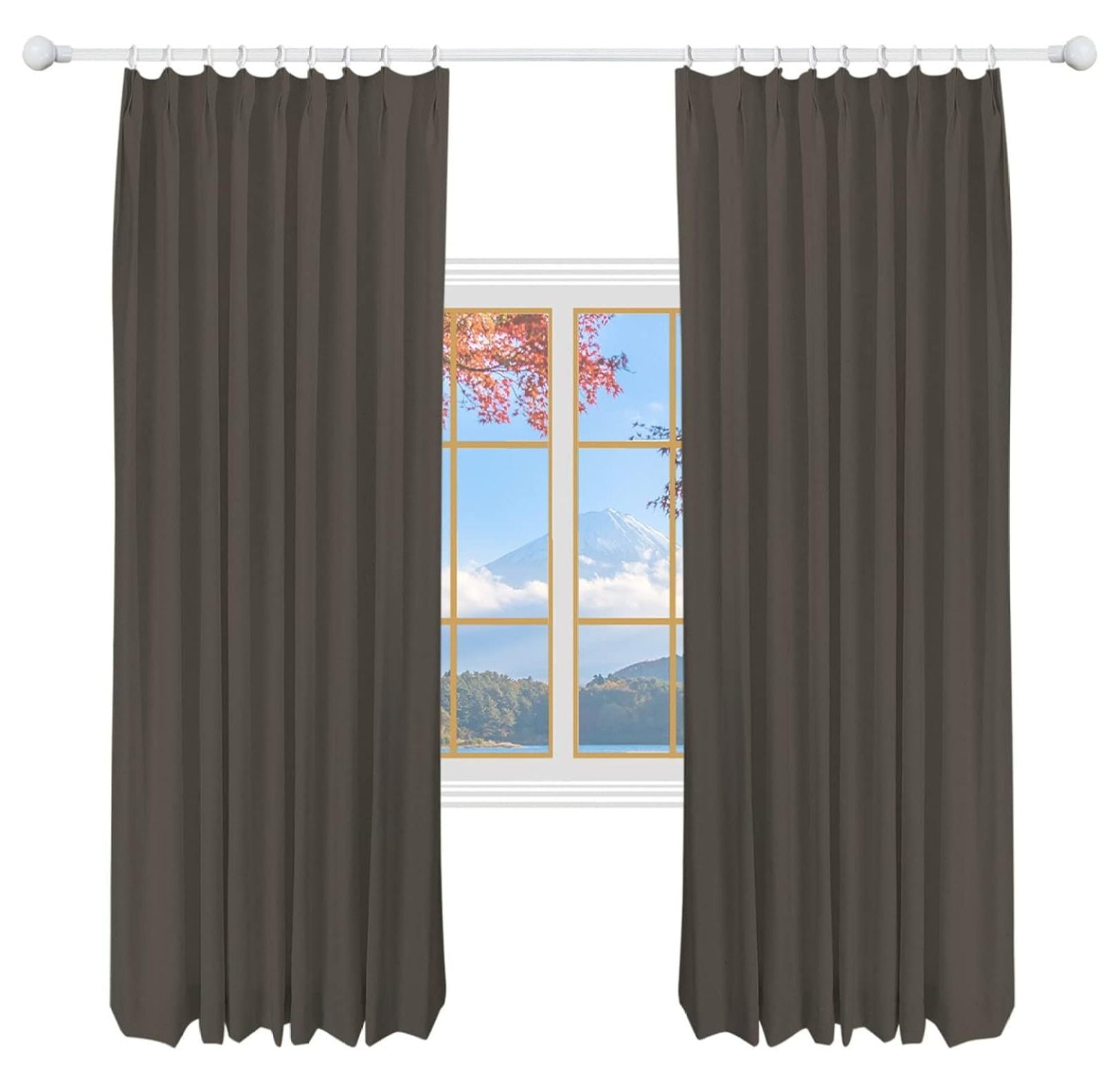 100 W x 102 L inch Pinch Pleat Darkening Drapes Faux Linen Curtains ...