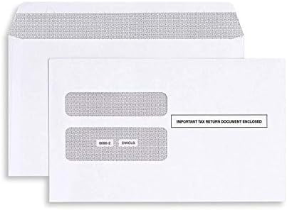 100 W2 Envelopes, Self Seal for W2 2-Up Forms, Double Window Security ...
