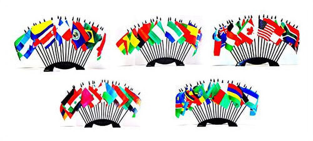 100 WORLD FLAG SET with five 20-Hole Bases--100 Polyester 4"x6" Flags ...