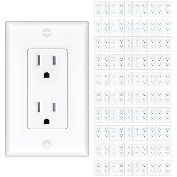 100 Wall Outlet, 15 Amp Outlets, , Tamper Resistant Standard Electrical ...