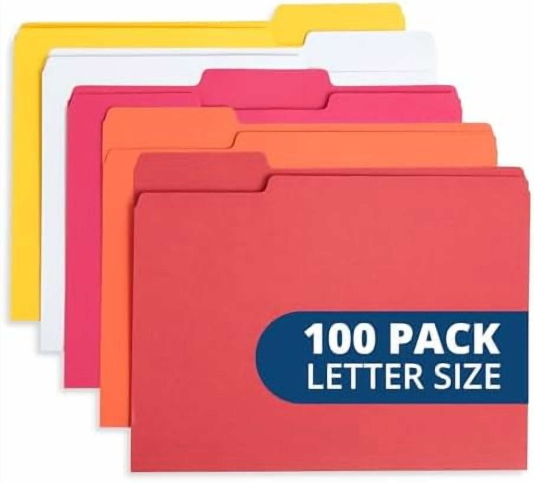 100 Warm Tones File Folders, 1/3 Cut Tab, Letter Size, Assorted Colors ...