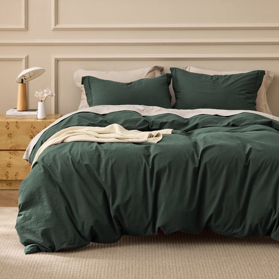 100% Washed Cotton Duvet Cover Queen Size, PureWoven Plain Simple ...