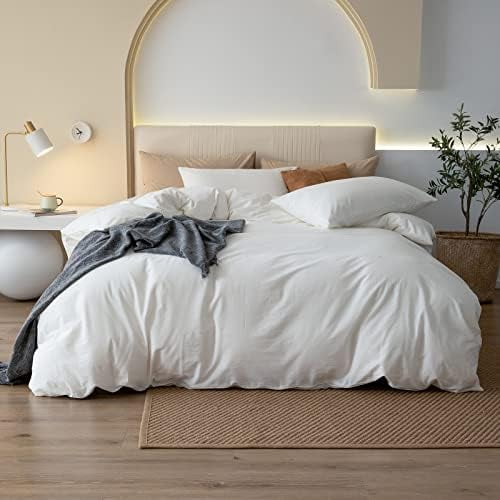 100% Washed Cotton Duvet Cover Set 3 Pieces Alaska King, 1 Duvet Cover ...