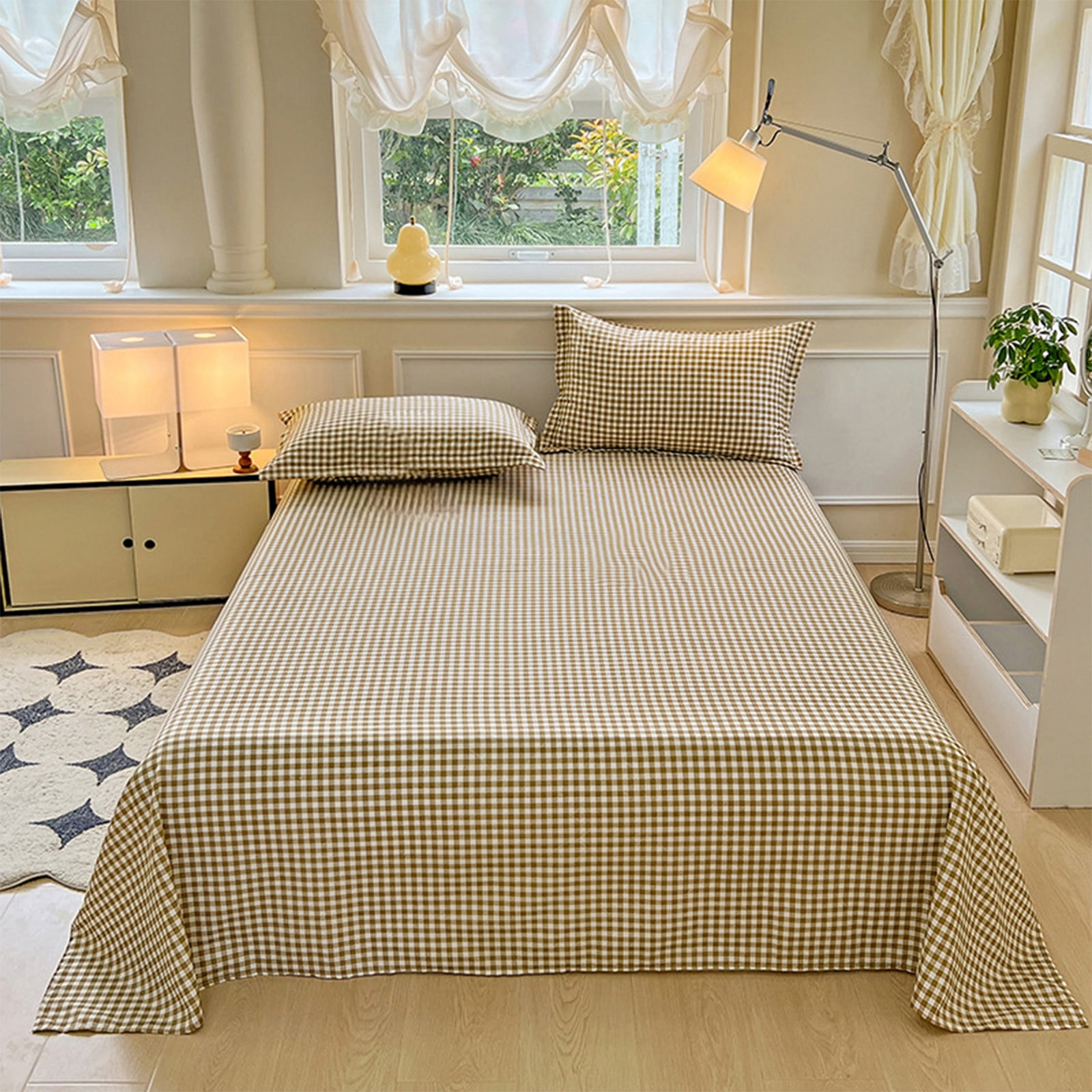100% Washed Cotton Solid Color Bedding Includes 86x90 Inch Fitted Sheet ...