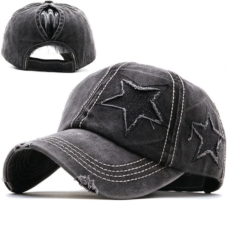 100% Washed Denim Hole star Baseball cap Snapback Hats Autumn Summer ...