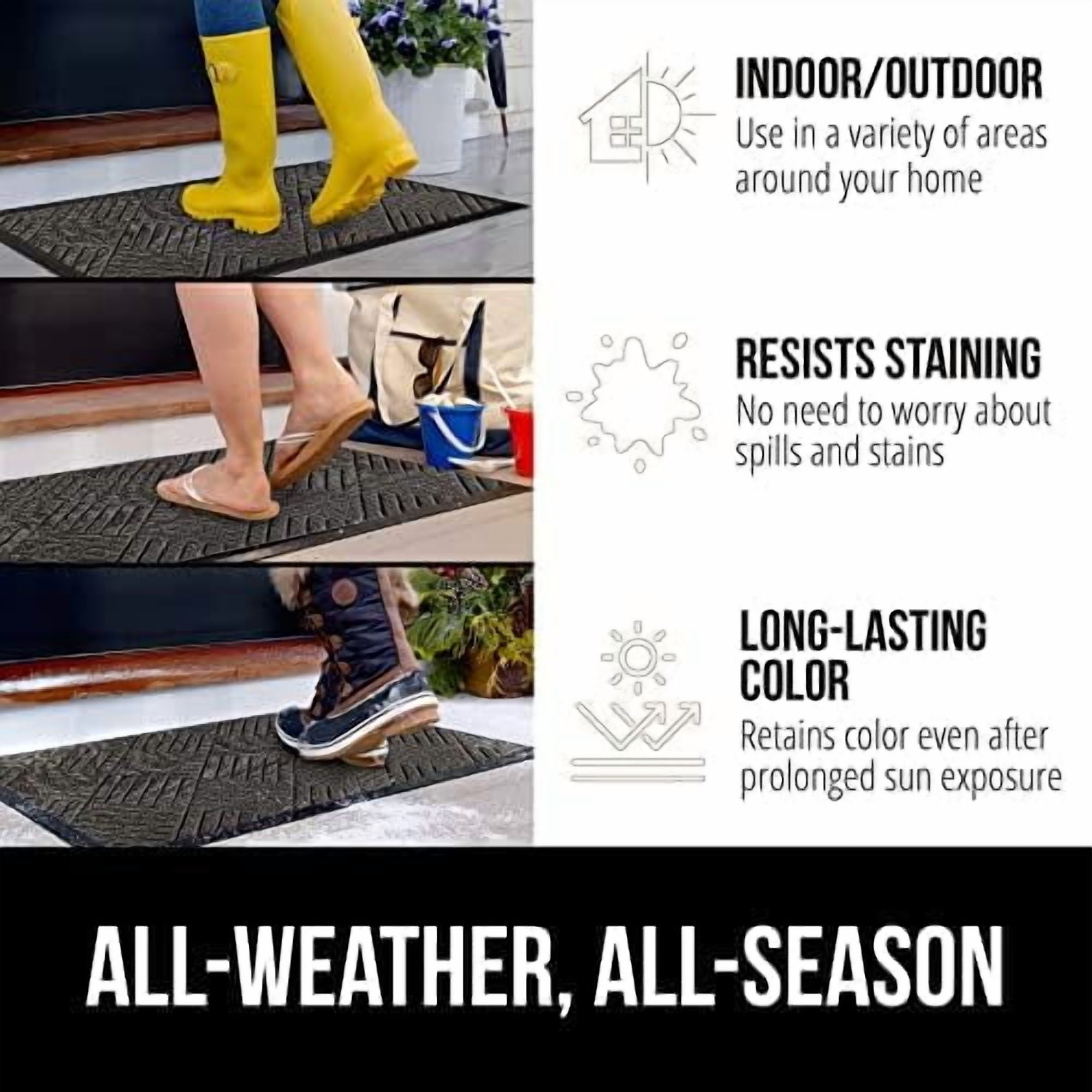 100% Waterproof All-Season WeatherMax Doormat, 47x35, US Designed ...
