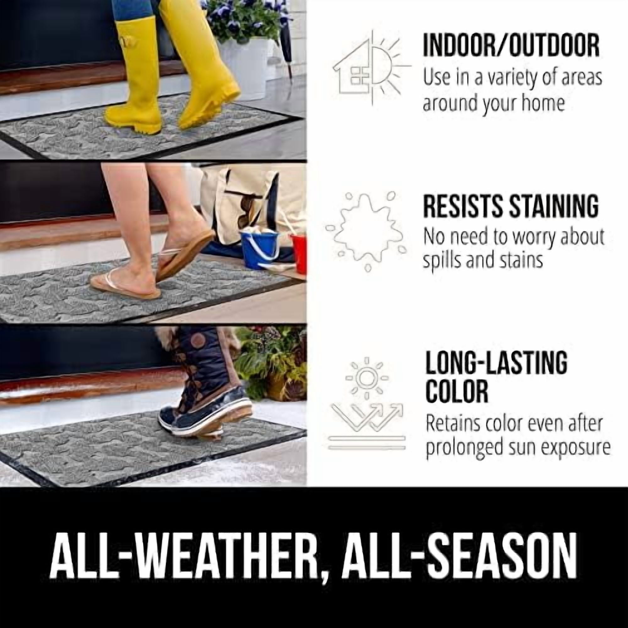 100% Waterproof All-Season WeatherMax Doormat, 47x35, US Designed ...