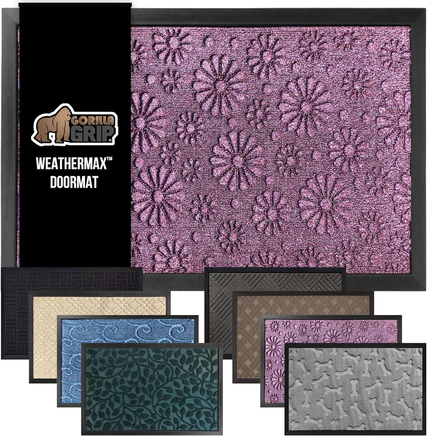 100% Waterproof All-Season WeatherMax Doormat, Durable Natural Rubber ...