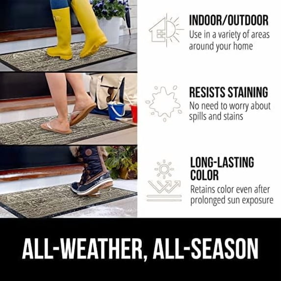 100% Waterproof All-Season WeatherMax Doormat US Designed Natural ...
