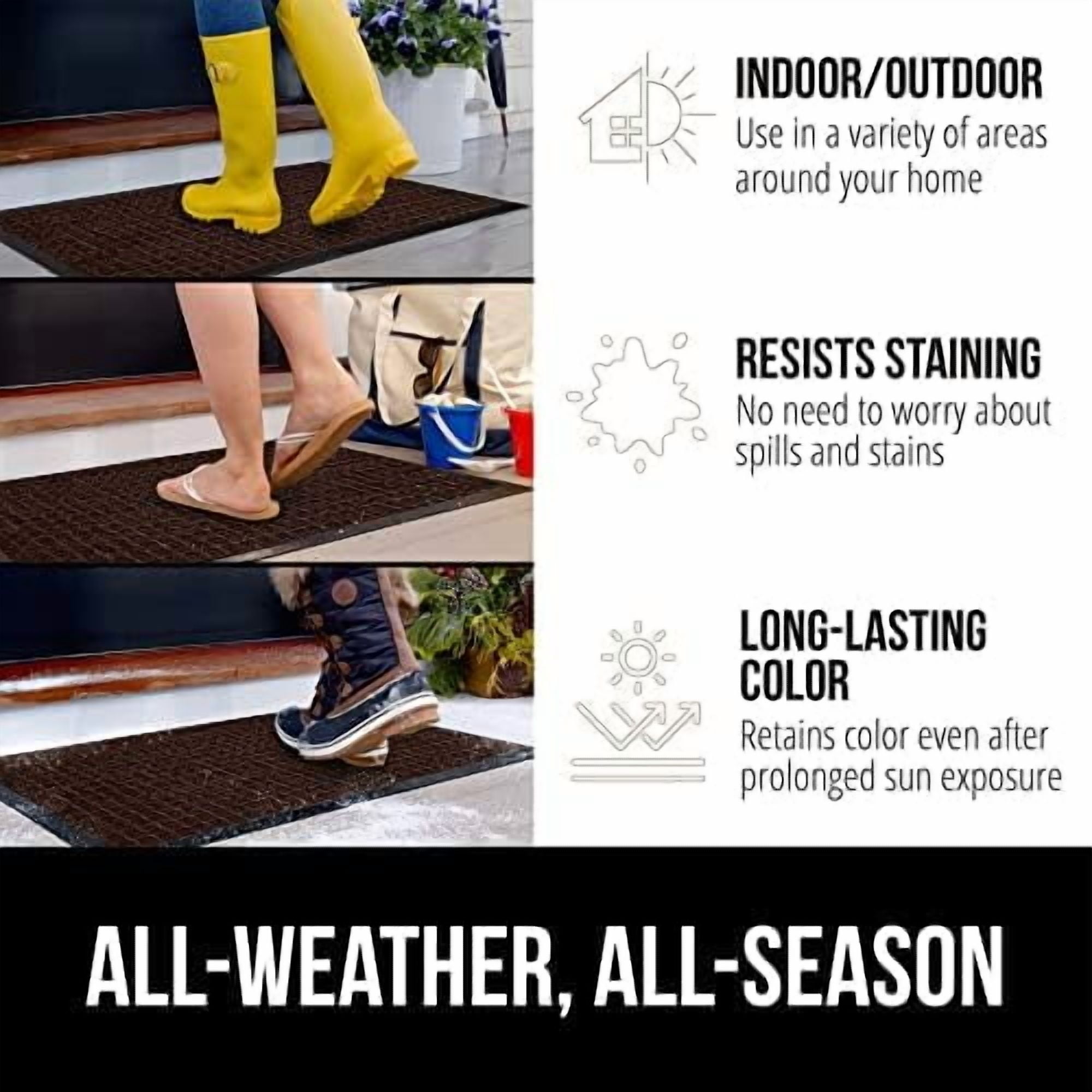 100% Waterproof All-Season WeatherMax Doormat US Designed Natural ...