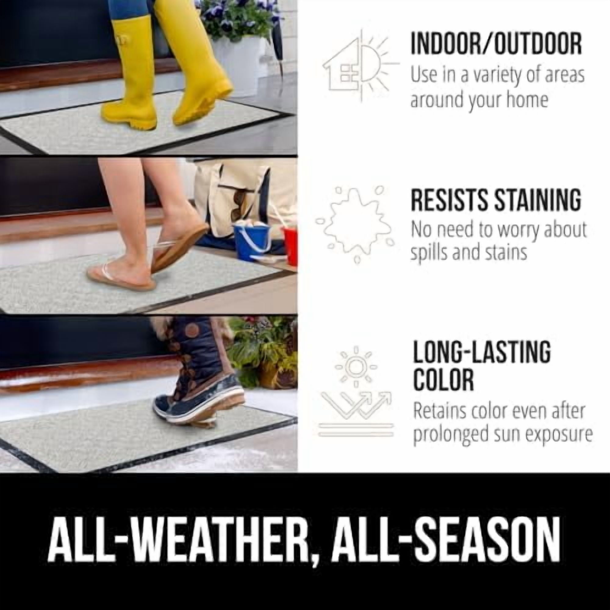 100% Waterproof All-Season WeatherMax Doormat US Designed Natural ...