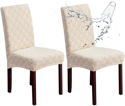 100% Waterproof Chair Covers for Dining Room Set of 4, Stretch Parson ...